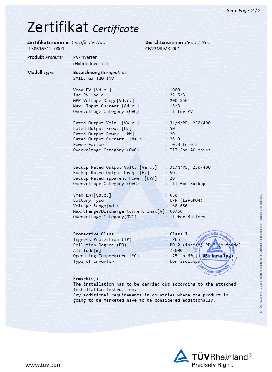 Alpha ESS SMILE-G3-T20-INV - ระบบขึ้นทะเบียนผลิตภัณฑ์อุปกรณ์ไฟฟ้าในระบบ ...